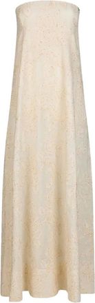 Liu Jo Femme, Robes, Beige, Taille: 38 FR Robe longue avec broderie