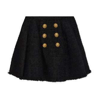 Balmain Femme, Jupes, Noir, Taille: 34 FR Jupe &eacute;vas&eacute;e en tweed