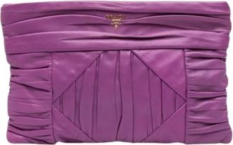 Prada Pre-owned Vintage Pleated Nappa Clutch - Femme - Pre-owned - Violet - Taille: ONE Size