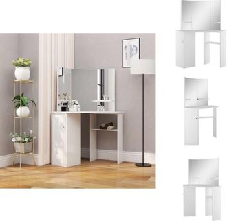 vidaXL Eck-Schminktisch Weiß - Schminktisch - Kosmetiktisch - Eckschreibtisch - Badezimmermöbel - Weißer Schminktisch