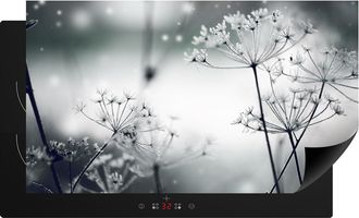 Decorwelt Herdabdeckplatte aus Kunststoff Induktionsmatte Herdabdeckmatte Abdeckung Ceranfeld Pusteblume Grau 90x52 cm Abdeckplatte Ceranfeldabdeckung Antirutsc