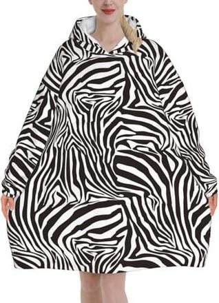 Generic Sweat &agrave; capuche &agrave; rayures z&eacute;br&eacute;es pour femmes et hommes adultes surdimensionn&eacute;s pour une couverture douce et chaude