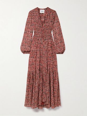 Isabel Marant Briane Maxikleid Aus Bedrucktem Georgette Mit Raffungen - Rot