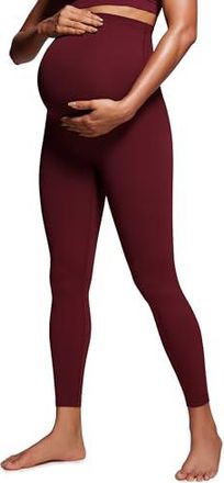 CRZ YOGA Butterluxe Maternity Leggings Over The Belly Leggings de Grossesse Souples - 63cm Merlot Rouge 38