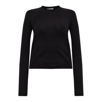 Helmut Lang Femme, Tops, Noir, Taille: 42 FR Haut avec logo brodé