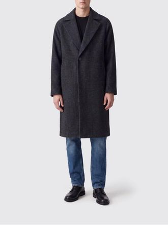 Hev&ograve; Manteau long droit en m&eacute;lange de laine &agrave; carreaux