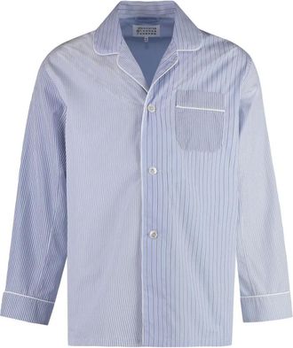 Maison Margiela Femme, Blouses et Chemises, Bleu, Taille: 32 FR Chemise de pyjama ray&eacute;e en coton