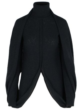 Sportmax Sportmax Adepto Black Virgin Wool Blend High Neck Pull