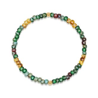 Nialaya Homme, Accessoires, Jaune, Taille: XL Wristband with Green Japanese Miyuki Beads