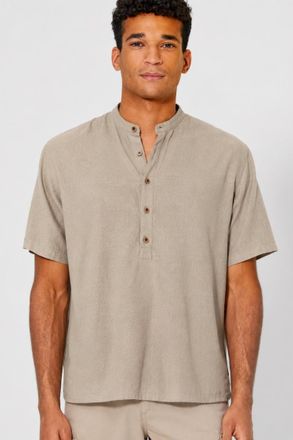Hempage Hempage Herren vegan Hemd Kurzarm Stehkragen Grit Beige