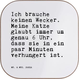 Mr. & Mrs. Panda Untersetzer Tasse Ich Brauche keinen Wecker - Geschenk, Tischschoner, Herrchen, witzig, Frauchen, bieruntersetzer, Spruch Sprüche Weisheiten Zitate Lu