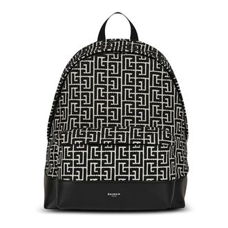 Balmain Homme, Sacs, Noir, Taille: ONE Size Backpack with jacquard monogram
