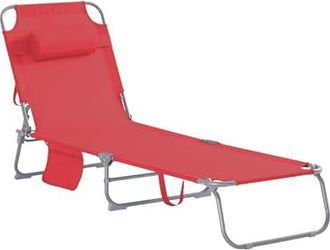 SoBuy Transat Jardin Ext&eacute;rieur Pliable Bain de Soleil avec Oreiller Chaise Longue Relax avec Poche Lat&eacute;rale Confortable Mobilier de Jardin pour Terrasse Pla