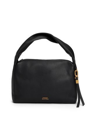 Tommy Hilfiger Hobo TOMMY HILFIGER CITY LEATHER SHOULDER BAG, Damen, Gr. B/H/T: 29cm x 19cm x 11cm, schwarz, Leder, Taschen Hobo, Damen Tragetasche, Schultertasche m