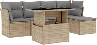 vidaXL Vidaxl - Set Divano Da Giardino 6 Pz Con Cuscini Beige In Polyrattan
