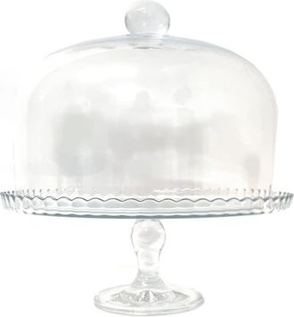 Leonardo Leonardo Glocke Cupola mit Knopf 29x22 cm mit Tortenplatte auf Fu&szlig; Set/2 TLG