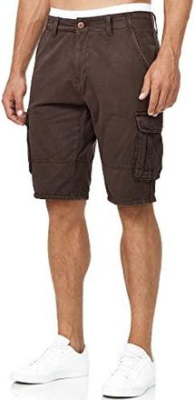 Indicode Hommes Blixt Cargo Shorts | Pantalon Court Cargo avec 6 Poches et Ceinture DK Brown L