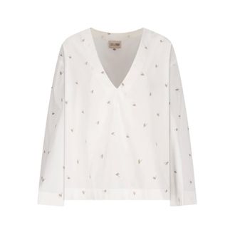 The Attico Femme, Blouses et Chemises, Blanc, Taille: 38 FR Blusa Mussola Ricamata