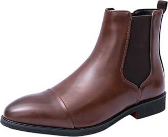 Generic Bottines Chelsea mi-hautes en cuir &agrave; enfiler pour homme, marron, 39 2/3 EU