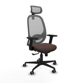 Piqueras y Crespo Stuhl mit Lendenwirbelst&uuml;tze mit 2D-Armlehnen und h&ouml;henverstellbarem Kopfteil, ausgestattet mit 3 Positionen und Schneidschaum, Grau/Dunkelbraun