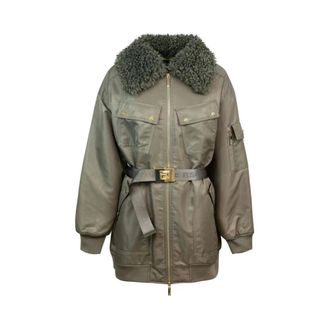 Elisabetta Franchi Oversized G&uuml;rtel Pufferjacke - - Jackets - Damen - Gr&uuml;n - XS