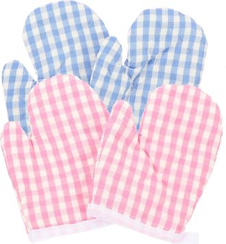 Cabilock 4 Stück Isolationshandschuhe Küchenhandschuh Für Kinder Grillhandschuhe Für Die Küche Isolierte Handschuhe Aus Baumwolle Backhandschuh Miniatur Dämmpl