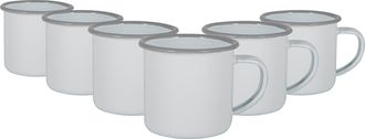 Argon Tableware Weiße Emaille -Espresso -Tassen - 130ml - Grau - Pack Von 6