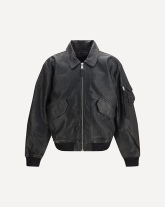 Alpha Industries CWU-36/P leather UV Bomber Jacket Male S