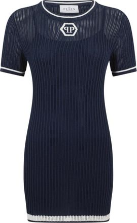 Philipp Plein Femme, Robes, Bleu, Taille: 38 FR T-Shirt Dress Hexagon