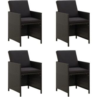 vidaXL Vidaxl - Chaises de jardin avec coussins lot de 4 R&eacute;sine tress&eacute;e Noir