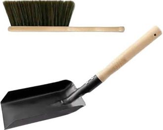 Generic Ensemble grattoir &agrave; cendres et brosse avec pelle &agrave; poussi&egrave;re, pelle &agrave; charbon en m&eacute;tal et balai pour un nettoyage rapide et facile de la chemin&eacute;e, bor