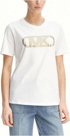Michael Kors Femme, Tops, Blanc, Taille: 40 FR T-shirt en jersey de coton avec monogramme Empire clout&eacute;
