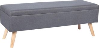 Relaxdays Banc Relaxdays en lin, rangement, H x L x P : 40 x 110 x 40 cm, pieds en bois, banc coffre rembourr&eacute; pour chambre, gris