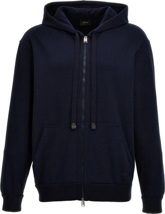 Brioni Homme, Sweatshirts et sweats &agrave; capuche, Bleu, Taille: 2XL Blouson &agrave; Capuche Essentiel Enti&egrave;rement Zipp&eacute;