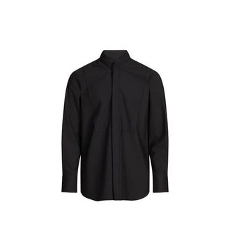 Emporio Armani Chemise &agrave; col officier en laine vierge m&eacute;lang&eacute;e