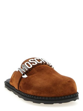 Moschino Womens Brown Calfskin Clogs Shoe