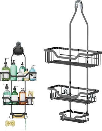 Generic Duschregale - Edelstahl -Korbregal -Lagerregal, Badewanne Ecke Duschregal, Badorganisation Mit Saugnapfbecher | Keine Bohrregale F&uuml;r Badezimmer Haus H