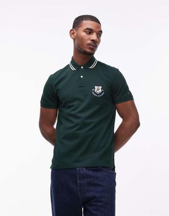 Tommy Hilfiger Polo en piqu&eacute; &agrave; &eacute;cusson - Vert fonc&eacute;