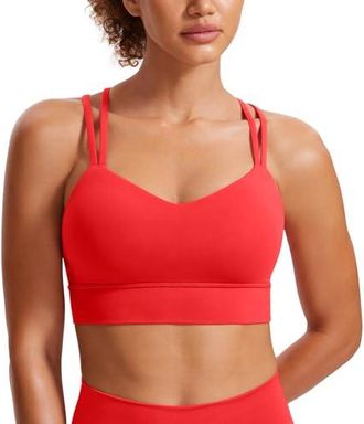 CRZ YOGA Aux Femmes Butterluxe Palangre Soutien-Gorge de Sport Crise Croix Tasse Moul&eacute;e Yoga Recadrer Haut Rouge Profond S
