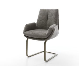 DELIFE Freischwinger Clea-Flex Boucl&eacute; Soft Schlamm Freischwinger flach Effektfinish Titan, Esszimmerst&uuml;hle