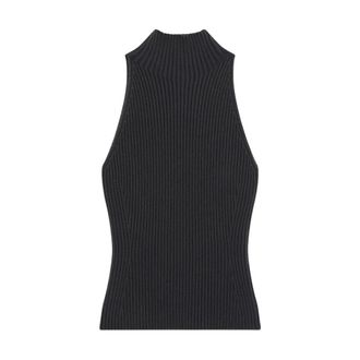 Alaia Top &agrave; col b&eacute;nitier c&ocirc;tel&eacute; - Femme - Tops - Bleu - Taille: 36 FR