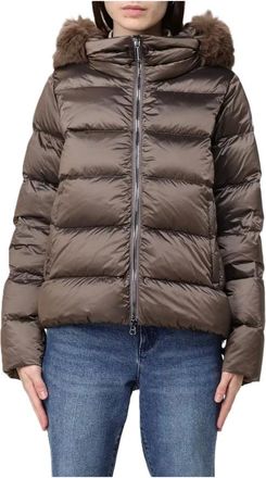 Colmar Femme, Vestes, Brun, Taille: 36 FR Doudoune &agrave; Col Roul&eacute; avec Fourrure Synth&eacute;tique