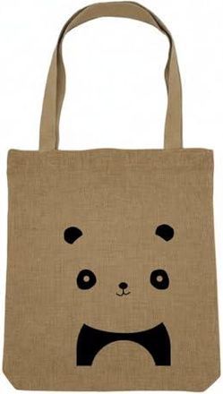 Fabulous Sac Shopping Tote Bag Aspect Lin - Dessin de Panda Style Minimaliste Simpliste &Eacute;pur&eacute; Mignon Animaux - Sac de Courses Toile Epaisse 360g Beige Naturel 