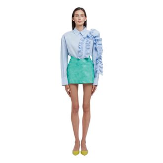 Weili Zheng Femme, Blouses et Chemises, Bleu, Taille: 38 FR S26Sl16 Ruches Shirt
