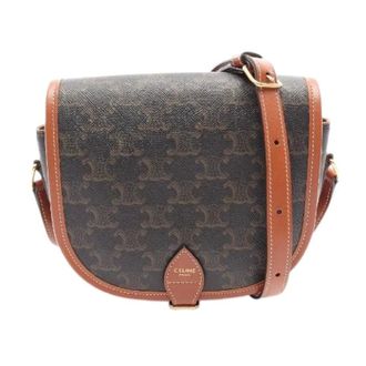 Celine Sac bandouli&egrave;re Pre-owned Folco moyen en toile enduite - Femme - Pre-owned - Brun - Taille: ONE Size