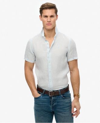 Superdry Chemise Ss en lin de vacances brod&eacute;e Sd