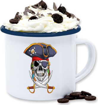 Shirtracer Emaille Tasse Blechtasse - Tassen - Pirat | Piraten | Pirates | Seer&auml;uber | Freibeuter - 300 ml - Wei&szlig; Blau - pirate