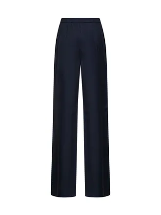 Max Mara Womens Trousers Mstcrisma Wide-Leg Blue Virgin Wool