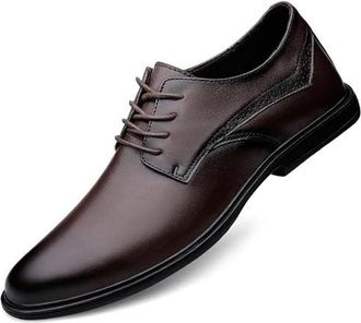 Generic Chaussures habillées for Hommes, à Lacets, Couleur Unie, Bout Rond, en Cuir, Derby, Talon carré, Semelle en Caoutchouc antidérapante, for Le Travail(M
