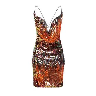 Giulia N Couture Femme, Robes, Multicolore, Taille: 40 FR Robe à Manches Courtes Multicolore